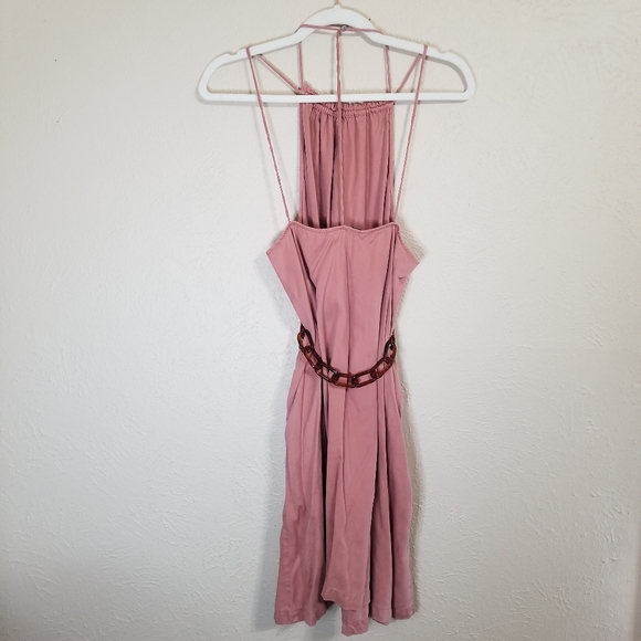 Zara | Dresses | Zara Pink Halter Neck Chain Belt Strappy Cami Dress ...